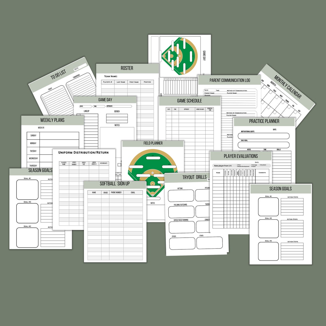 Softball Coach Planner, Softball Coach Printable Planner, Softball ...