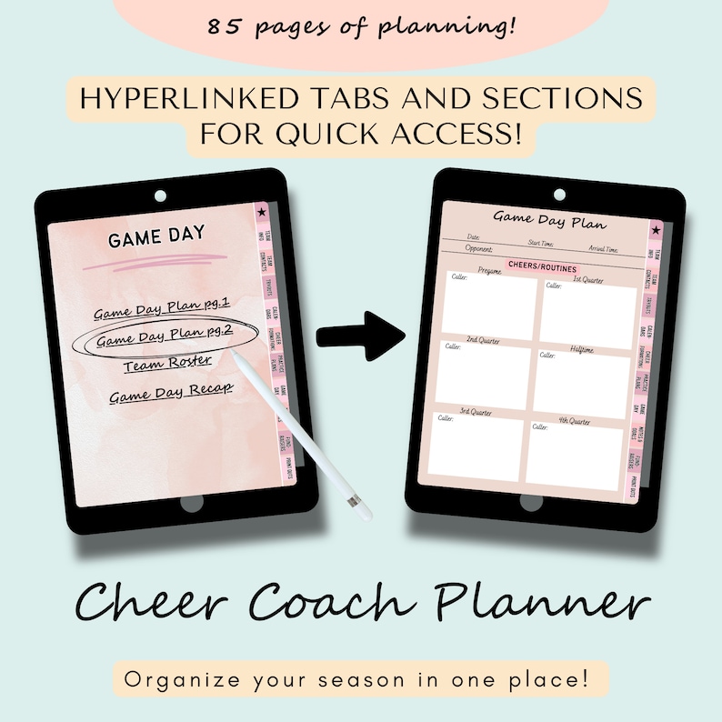 Digital Cheer Coach Planner, Hyperlinked Cheer Planner, iPad Cheer ...