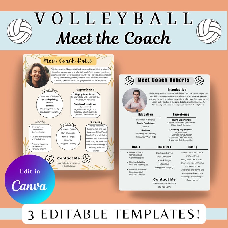 Meet the Volleyball Coach, Editable Meet the Coach Template, Volleyball ...