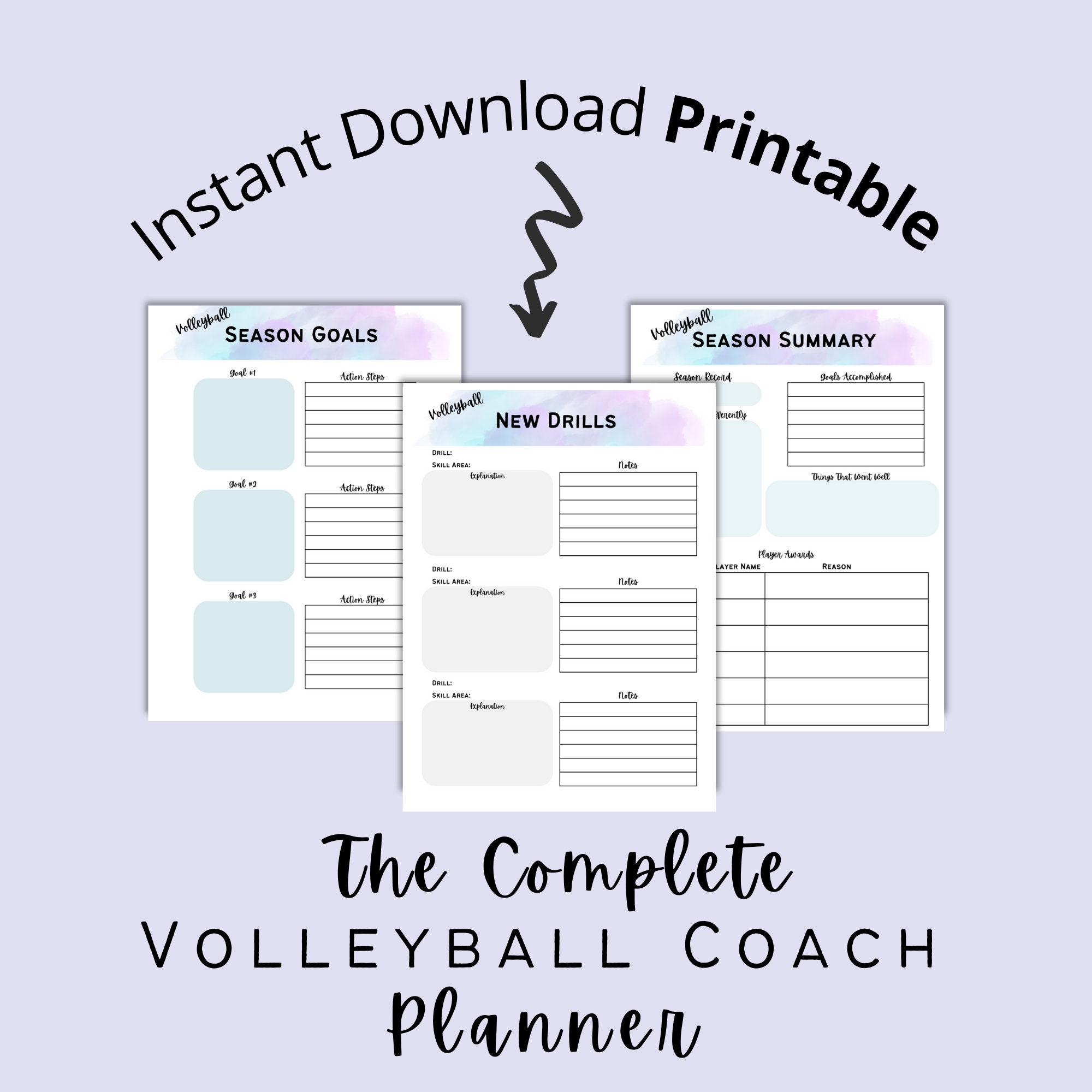 Printable Volleyball Coach Planner, Coaching Planner, Volleyball ...