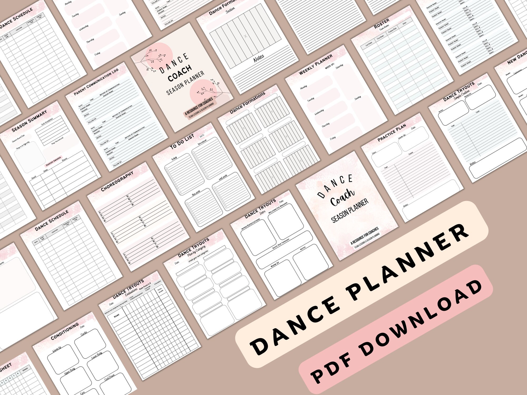 PDF Dance Planner, Dance Coach Planner, Dance Season Planner, Dance ...