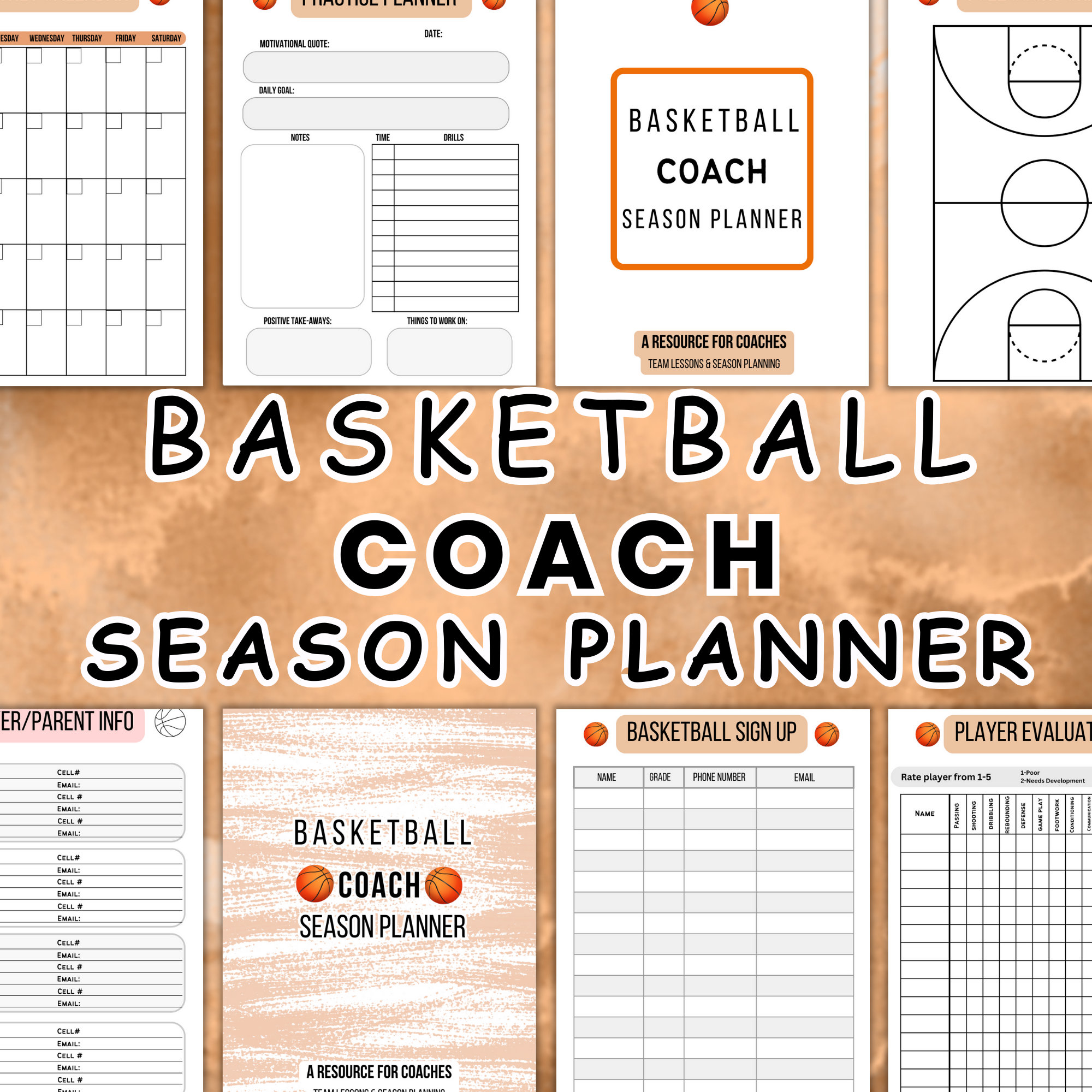 PDF Basketball Planner, Basketball Coach Guide, Basketball Season ...