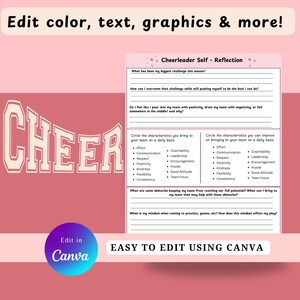 Editable Cheerleader Self Reflection Sheet, Cheerleader Questionnaire ...
