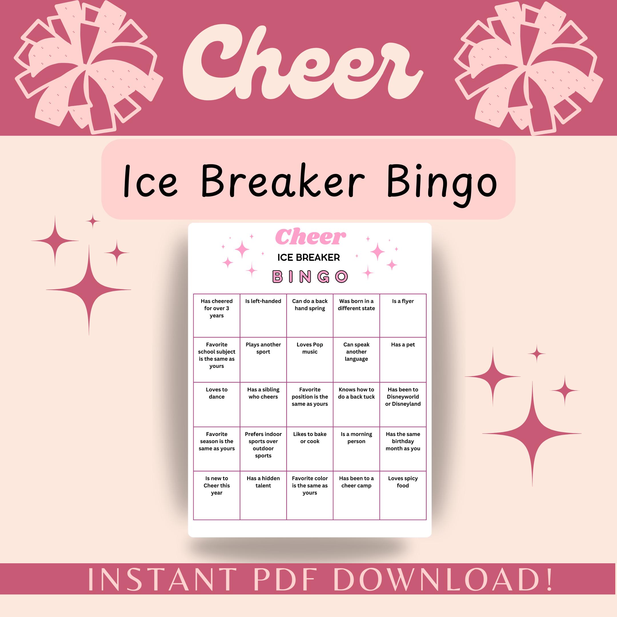 Cheer Ice Breaker Game, Cheer Get to Know You, Ice Breaker Bingo ...