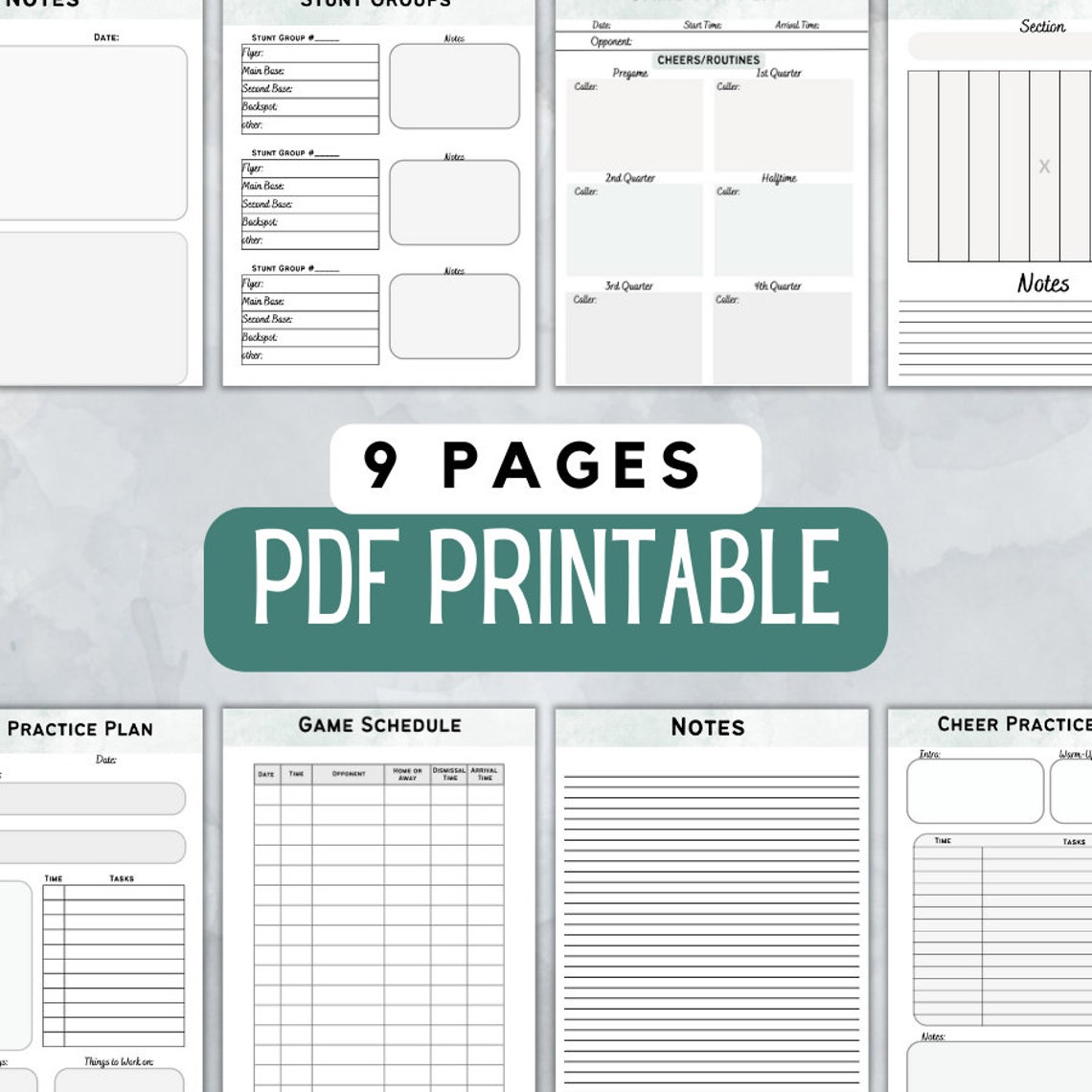 PDF Cheer Practice Planner, Cheer Game Day Planner, Cheer Coach Planner ...