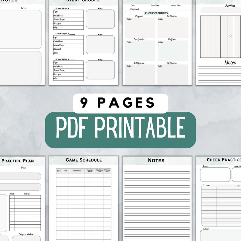 PDF Cheer Practice Planner, Cheer Game Day Planner, Cheer Coach Planner ...