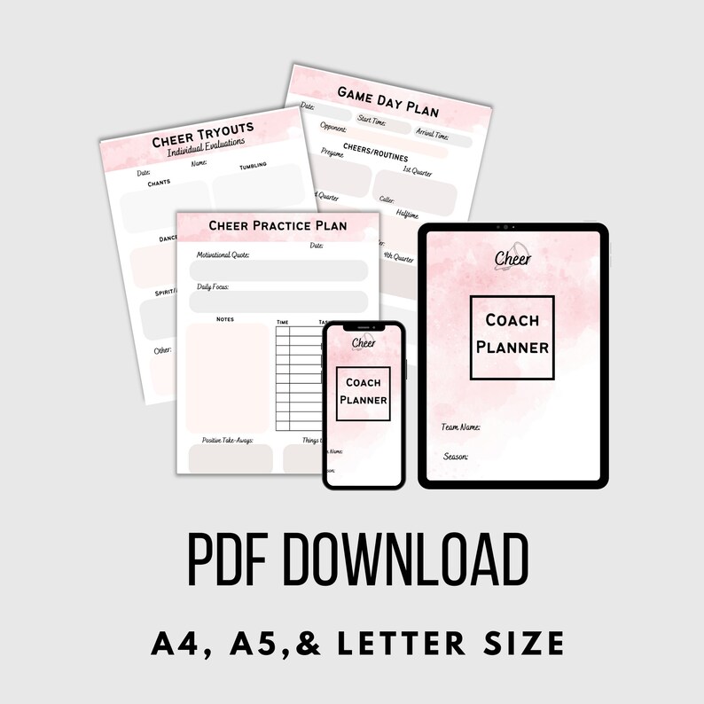 Cheer Coach Planner, Printable Cheer Planner, Cheer Season Planner ...