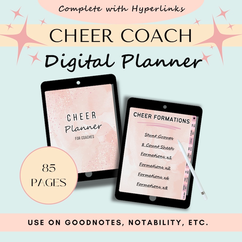 Digital Cheer Coach Planner, Hyperlinked Cheer Planner, iPad Cheer ...