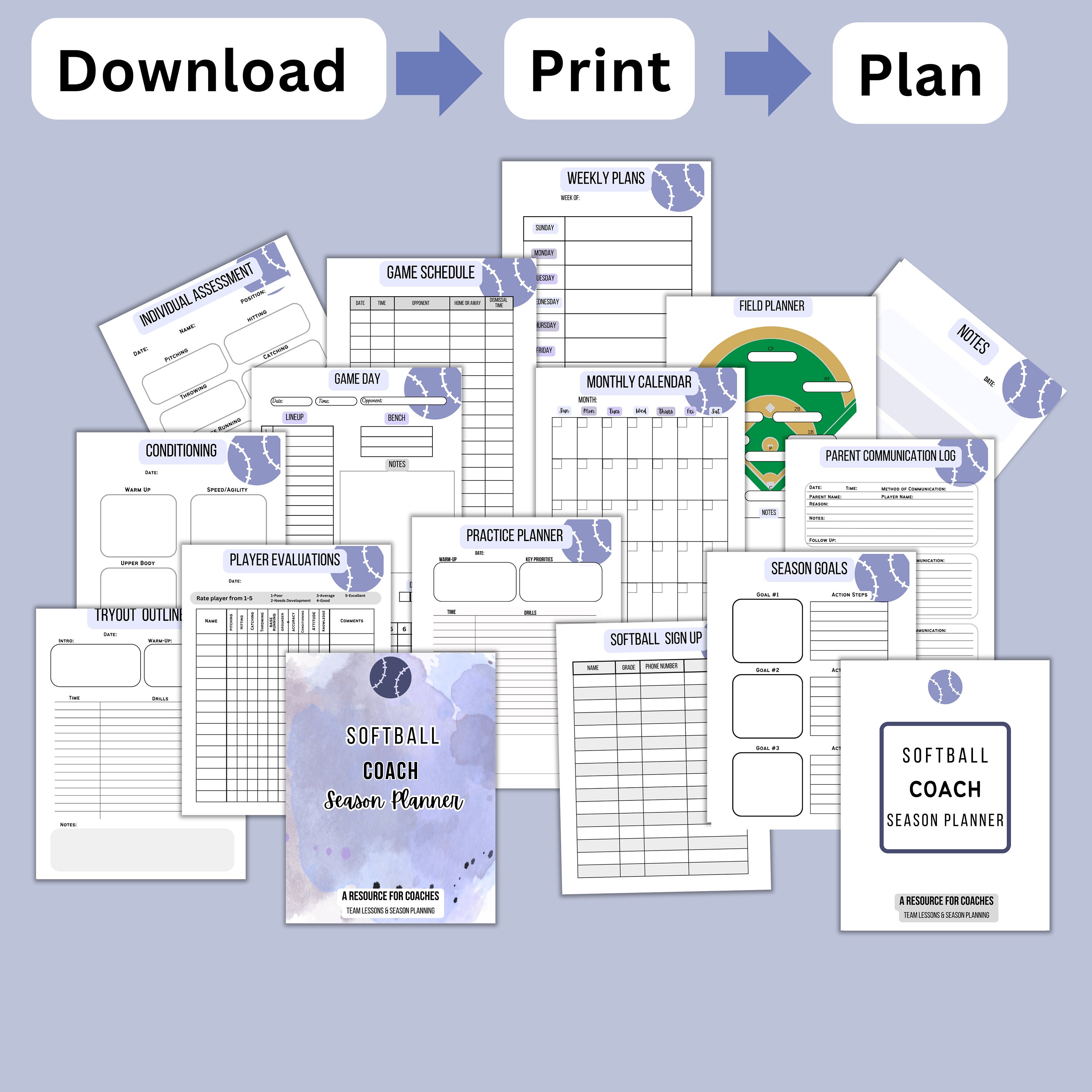 Softball Coach Planner, Softball Planner, Softball Practice Planner ...
