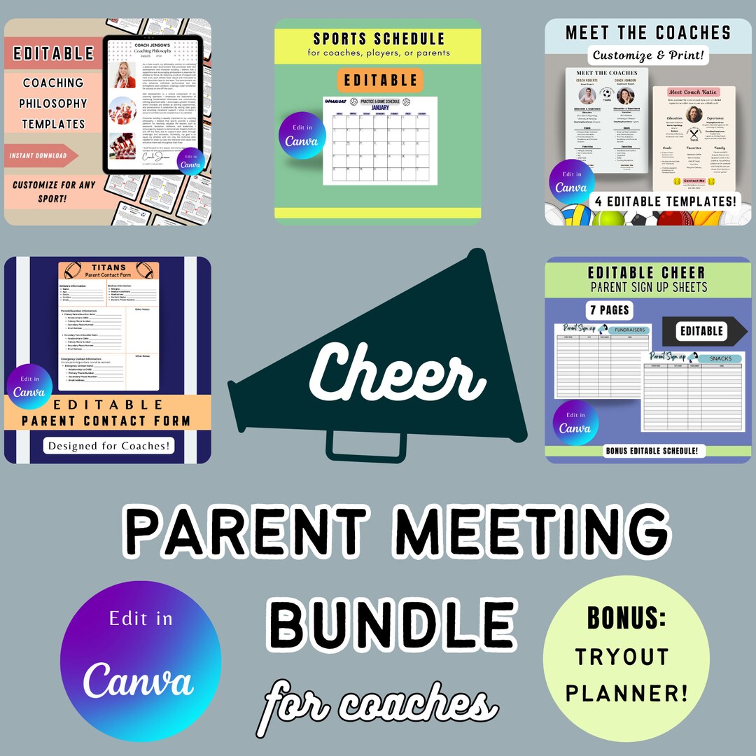Cheer Meeting Bundle for Coaches, Parent Meeting, Cheer Forms, Cheer ...