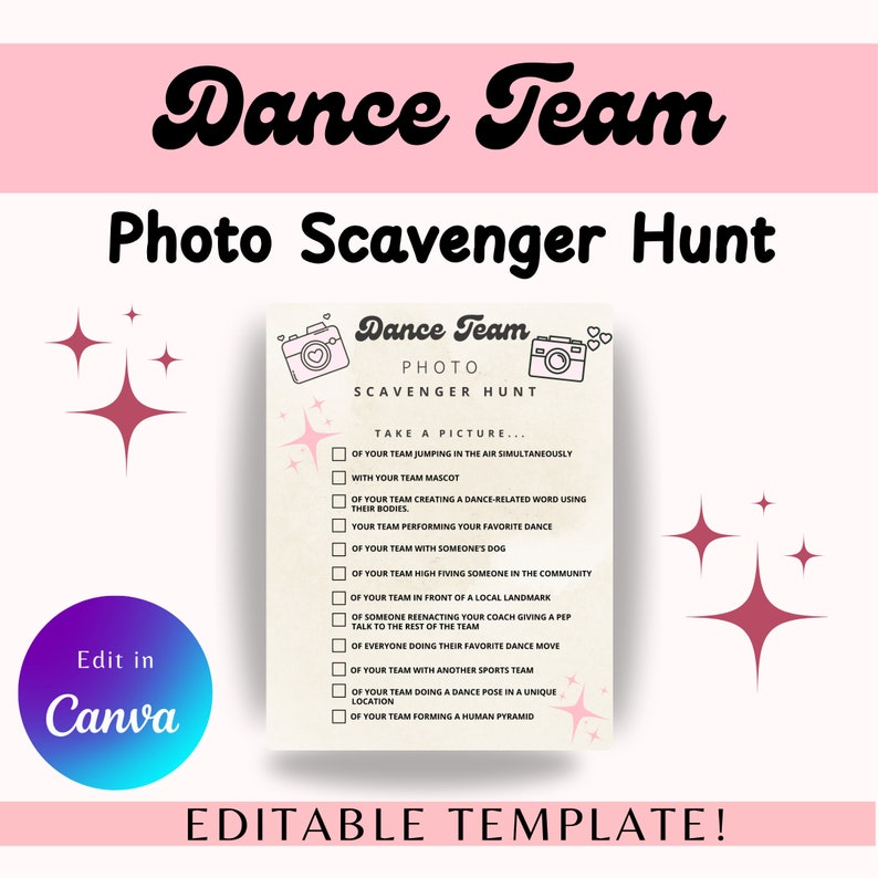 Dance Team Scavenger Hunt, Dance Photo Scavenger Hunt, Dance Team Photo ...