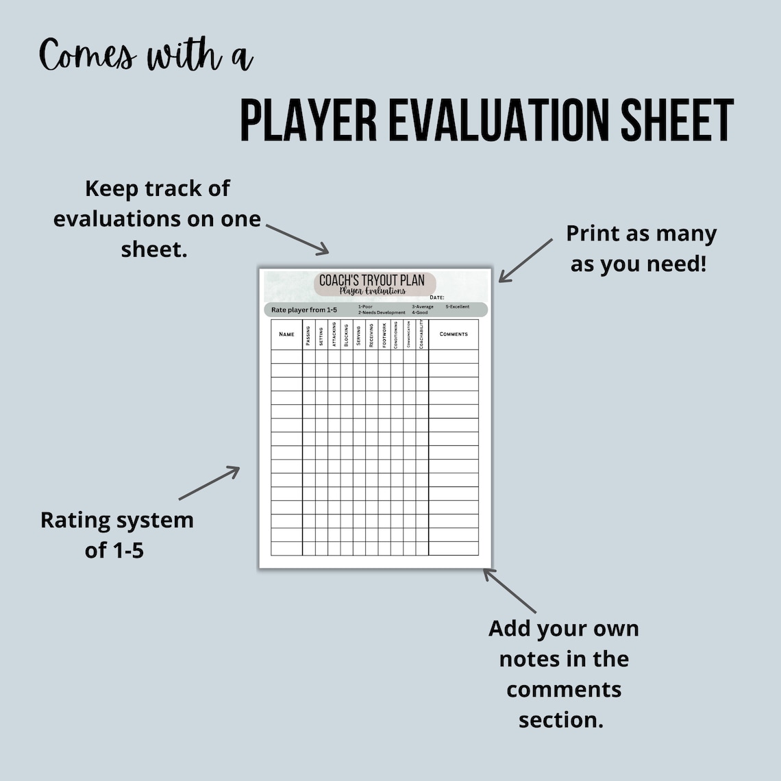 Volleyball Tryout Planner, Volleyball Tryout Templates, Volleyball ...