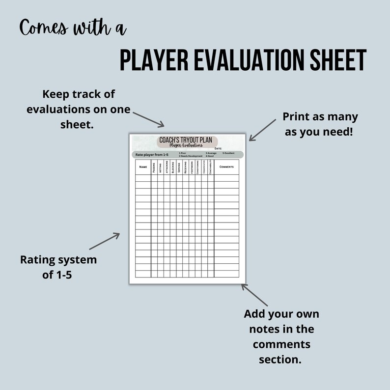 Volleyball Tryout Planner, Volleyball Tryout Templates, Volleyball ...