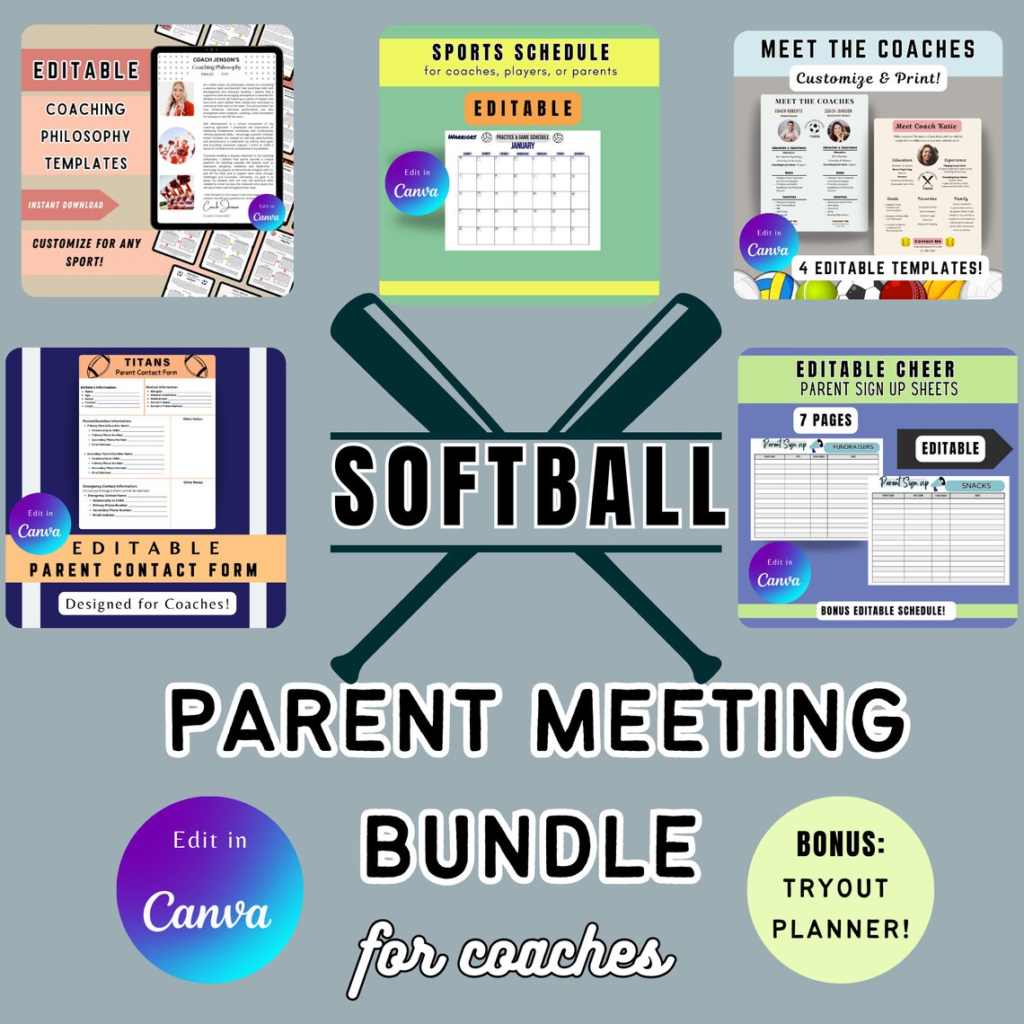 Softball Meeting Bundle for Coaches, Parent Meeting, Softball Forms ...