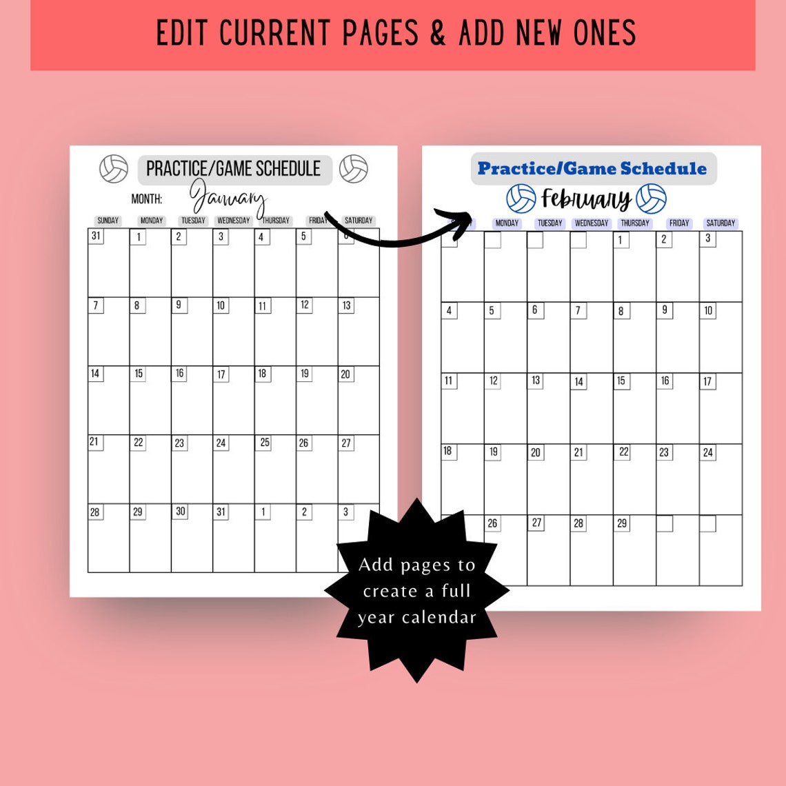 Editable Volleyball Sign Up, Editable Volleyball Schedule, Volleyball ...