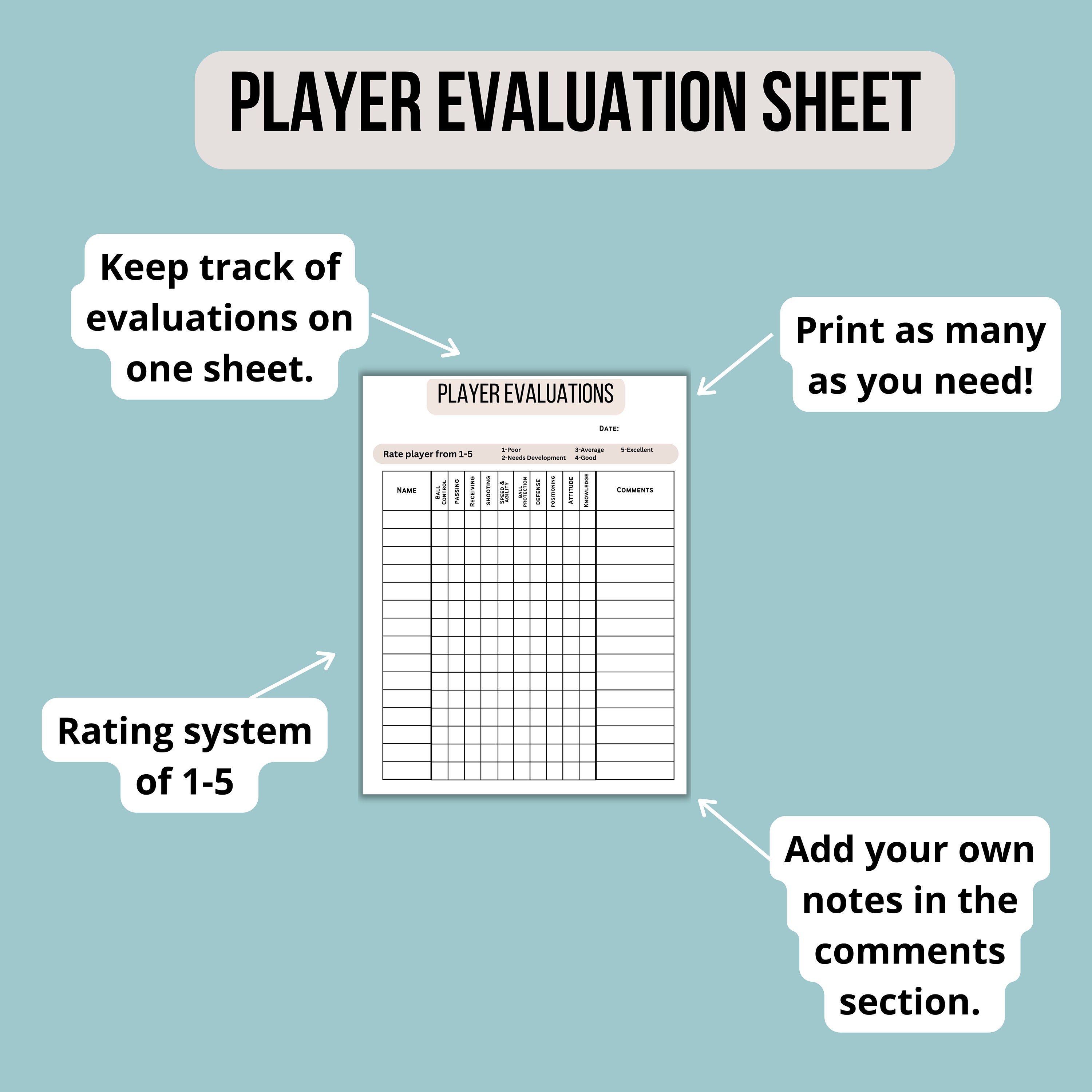 Soccer Tryout Planner, Soccer Coach Planner, Soccer Printable Planner ...