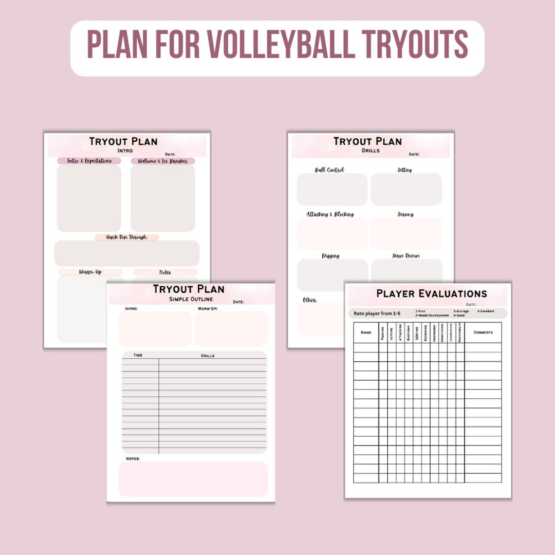 Volleyball Planner, Volleyball Coach Planner, Binder, Game Day ...