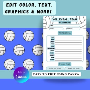 Volleyball Team Get to Know You Sheet, Editable Get to Know You, Team ...