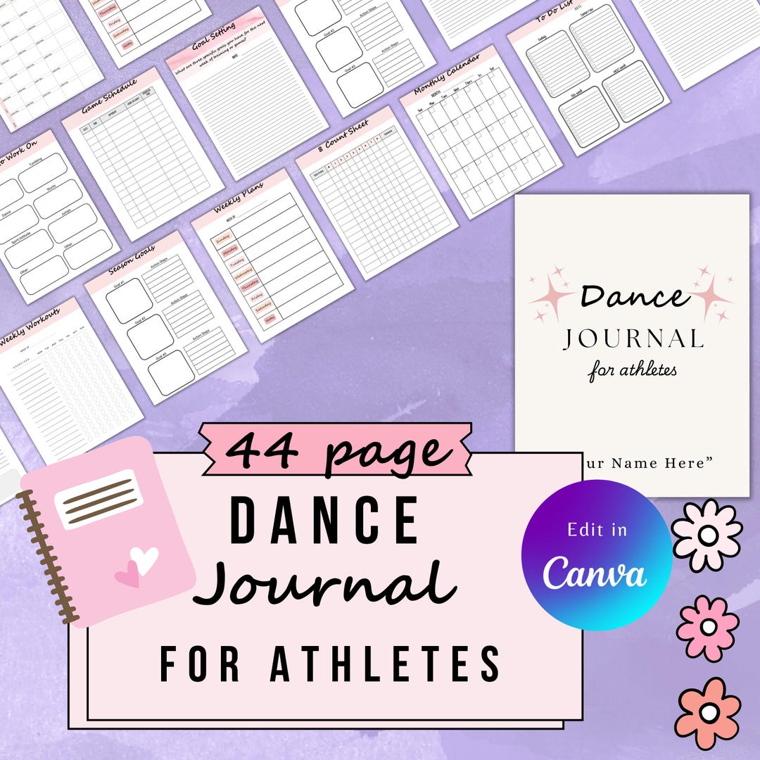 Editable Dance Journal for Athletes, Dance Journal, Dance Planner ...