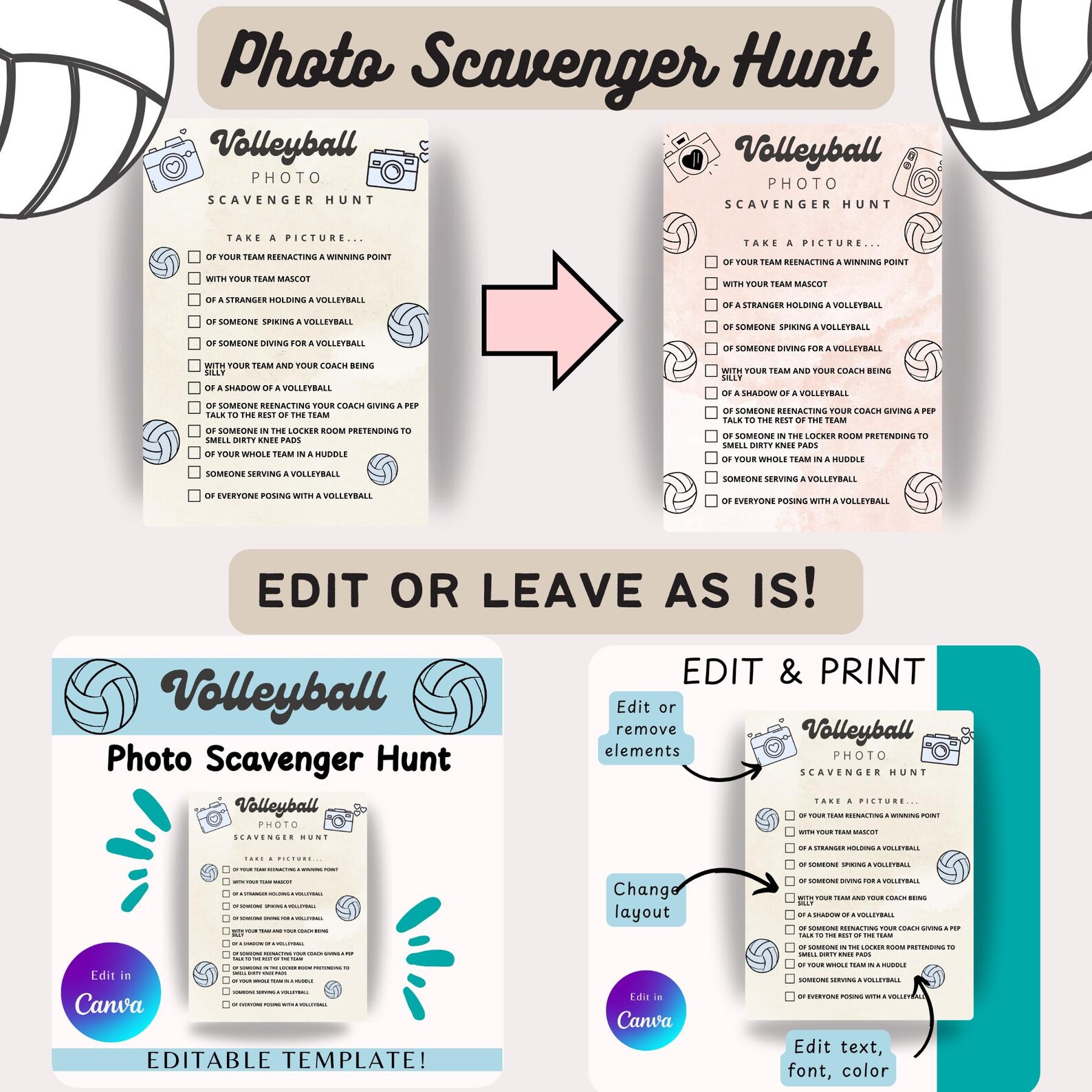 Volleyball Team Activity Bundle, Editable Team Activities, Volleyball ...