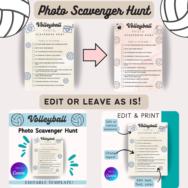 Volleyball Team Activity Bundle, Editable Team Activities, Volleyball ...