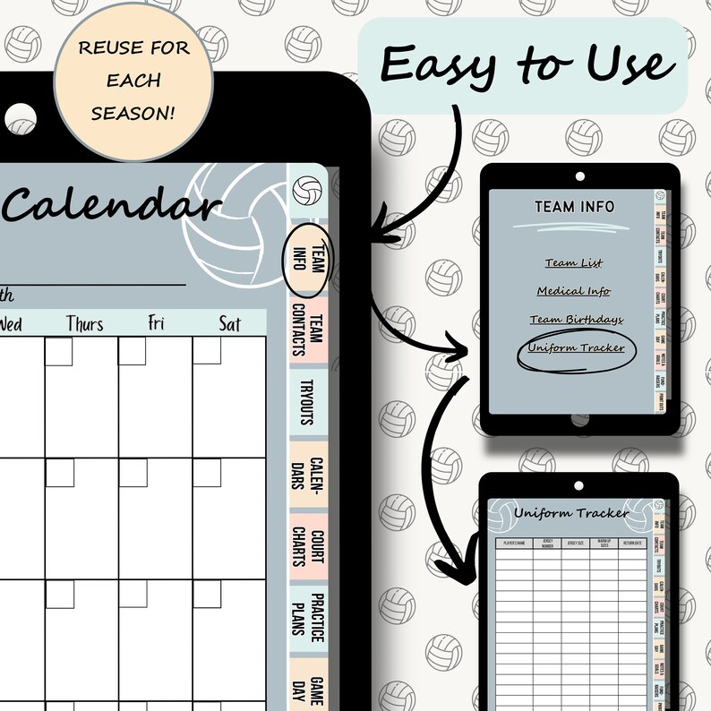 Digital Volleyball Coach Planner, Volleyball Coach Planner, Volleyball ...