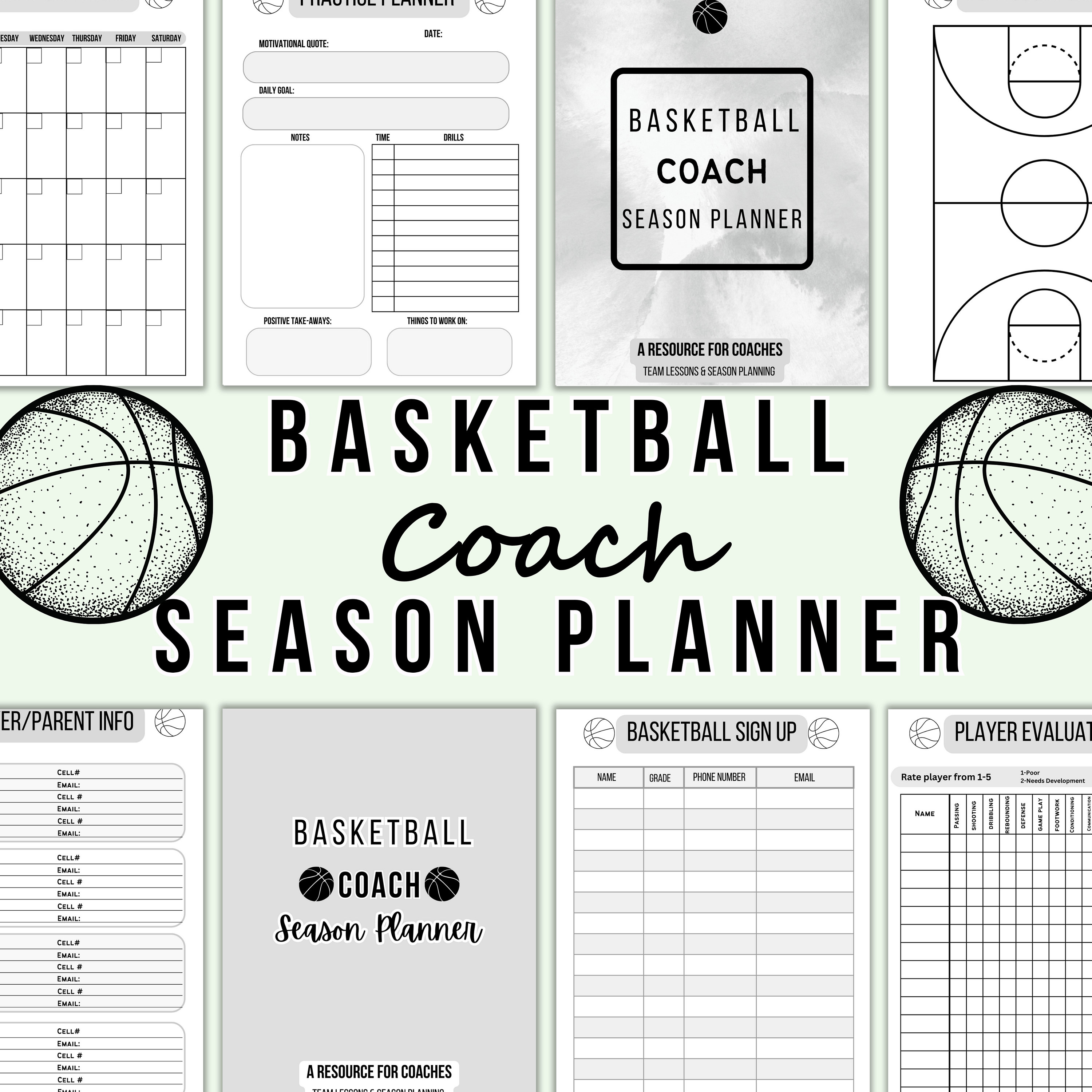 PDF Basketball Planner, Basketball Coach Planner, Basketball Season ...