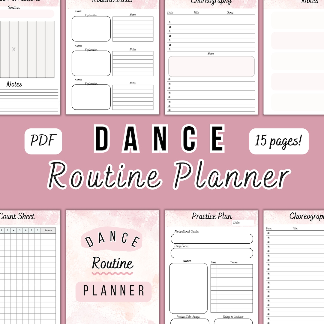 Dance Routine Planner, Choreography Planner, Dance Instructor Planner ...