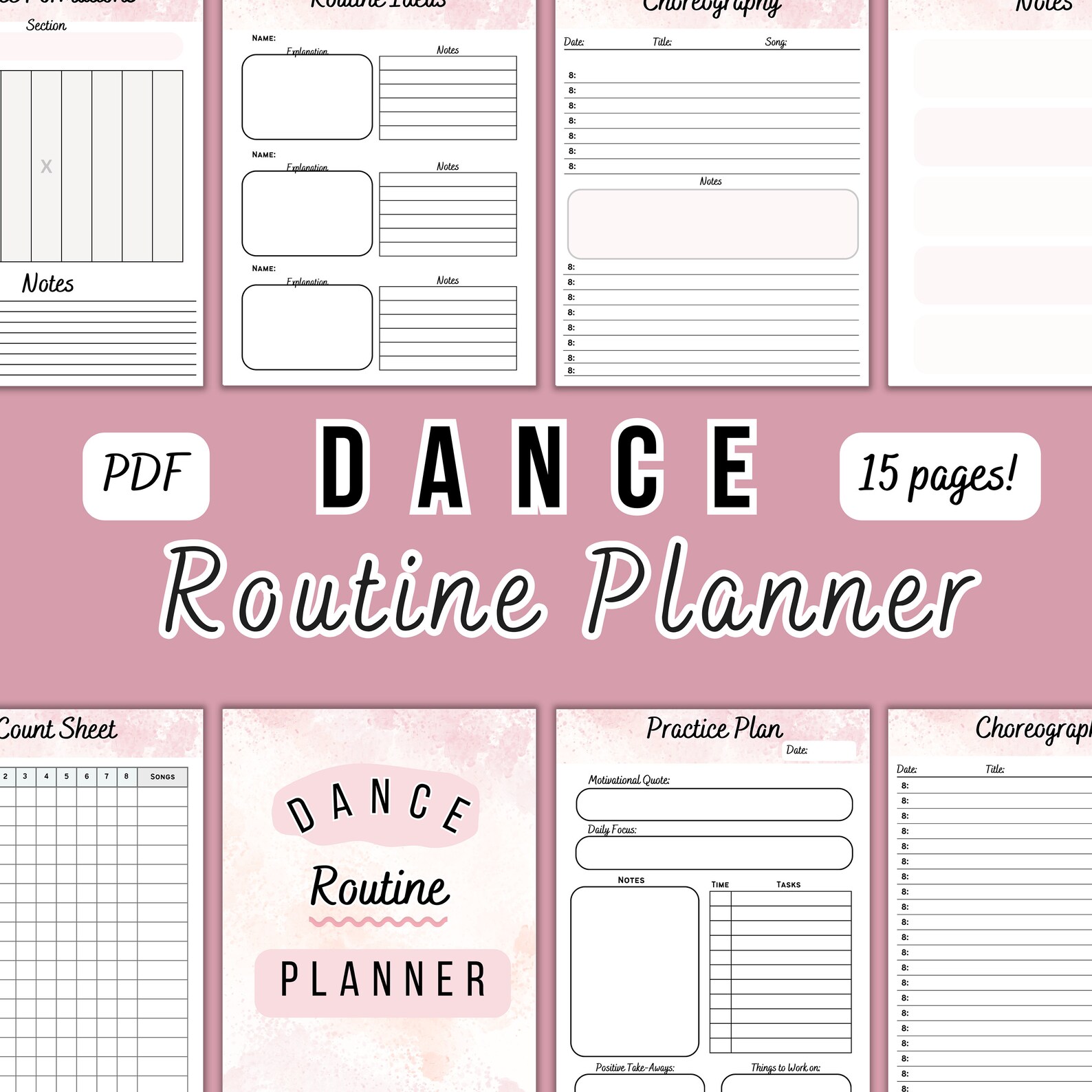 Dance Routine Planner, Choreography Planner, Dance Instructor Planner ...