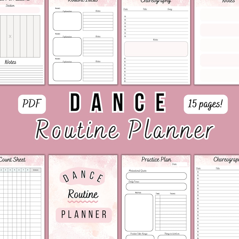 Dance Routine Planner, Choreography Planner, Dance Instructor Planner ...