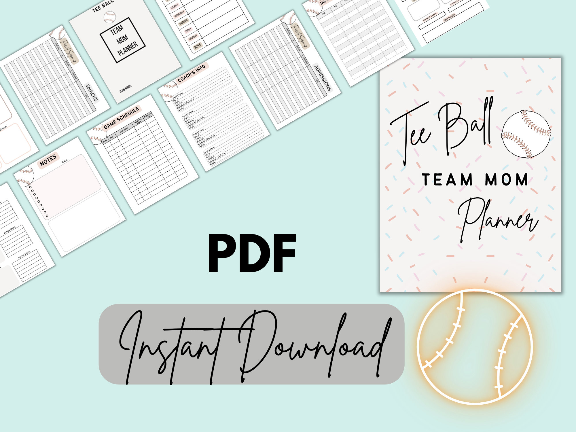 Tee Ball Team Mom Planner, Team Mom T-ball Planner, Tee Ball Planner ...