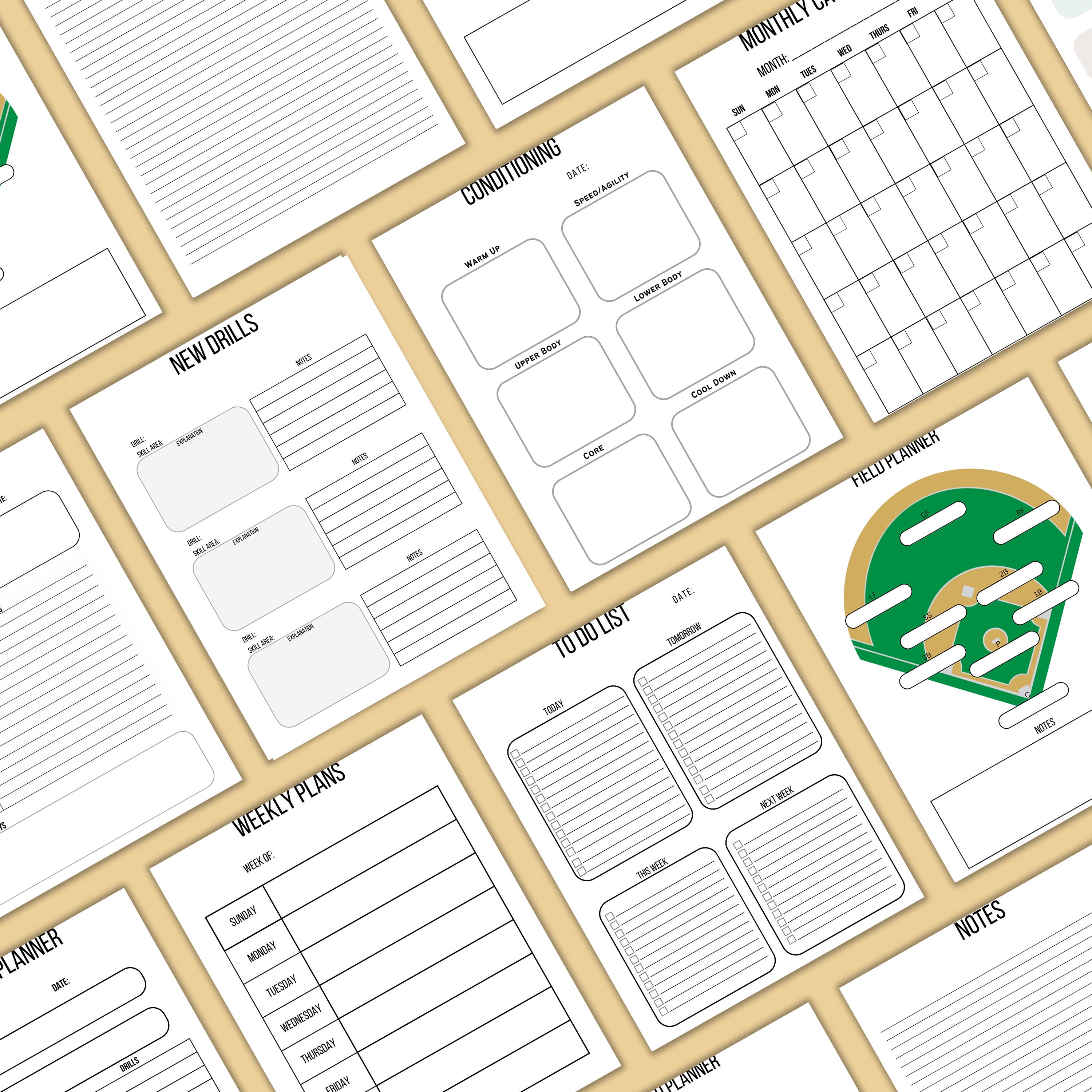 Softball Practice Planner, Softball Coach Planner, Softball Planner for ...