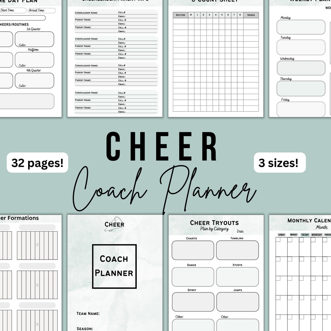 PDF Cheer Coach Planner, Printable Cheer Planner, Cheer Season Planner ...