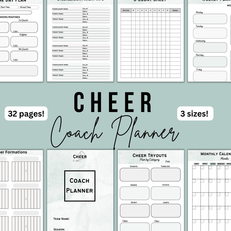 PDF Cheer Coach Planner, Printable Cheer Planner, Cheer Season Planner ...