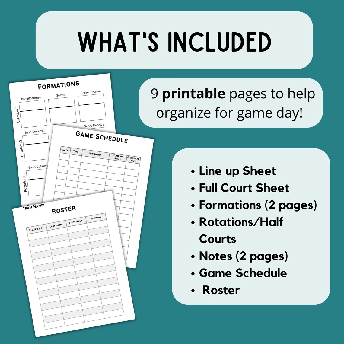PDF Volleyball Game Day Planner, Volleyball Planner, Volleyball Forms ...
