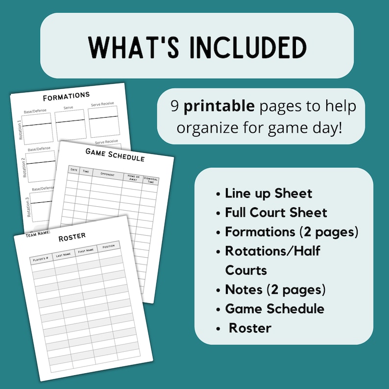 PDF Volleyball Game Day Planner, Volleyball Planner, Volleyball Forms ...