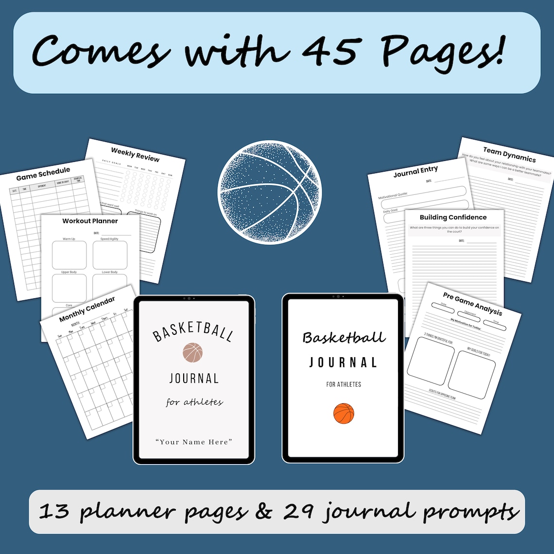 Editable Basketball Journal for Athletes, Basketball Team Journal ...