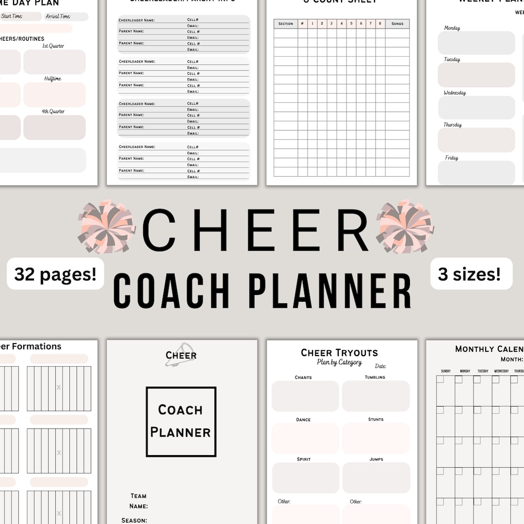 PDF Cheer Coach Planner, Printable Cheer Planner, Cheer Season Planner ...