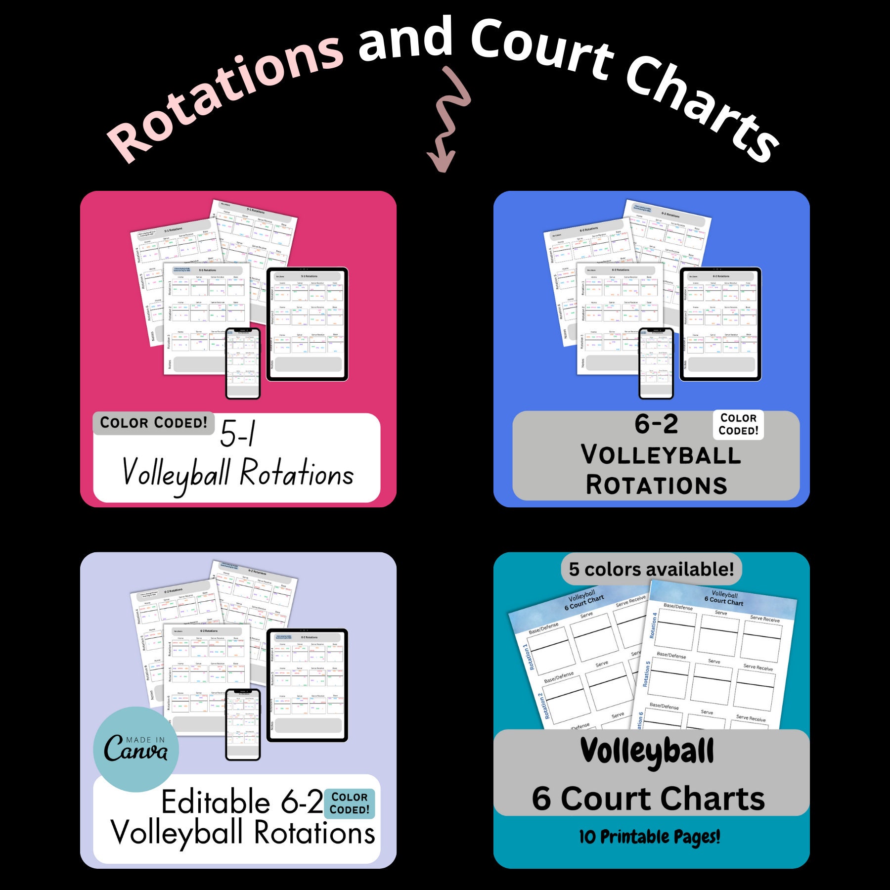 Volleyball Coach Bundle, Volleyball Coach Planners, Volleyball Editable ...