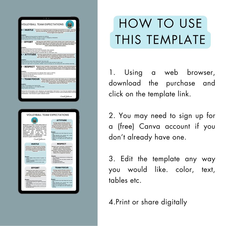 Editable Volleyball Team Expectations, Team Expectations Template for ...