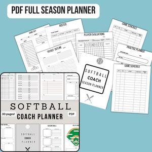 Softball Coach Bundle, Softball Coach Planners, Softball Coach Resources, Softball Coach Instant ...