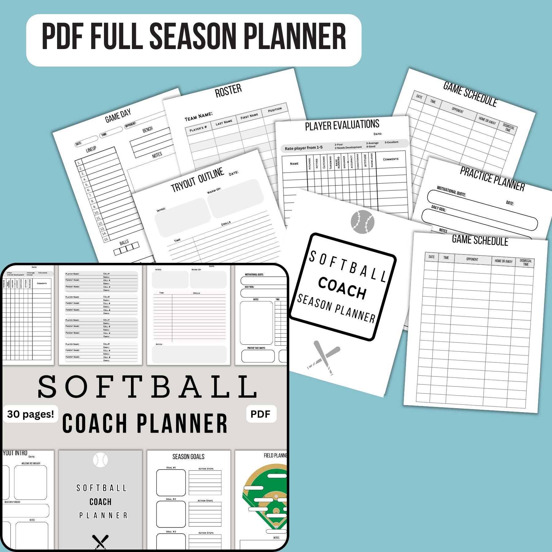 Softball Coach Bundle, Softball Coach Planners, Softball Coach ...