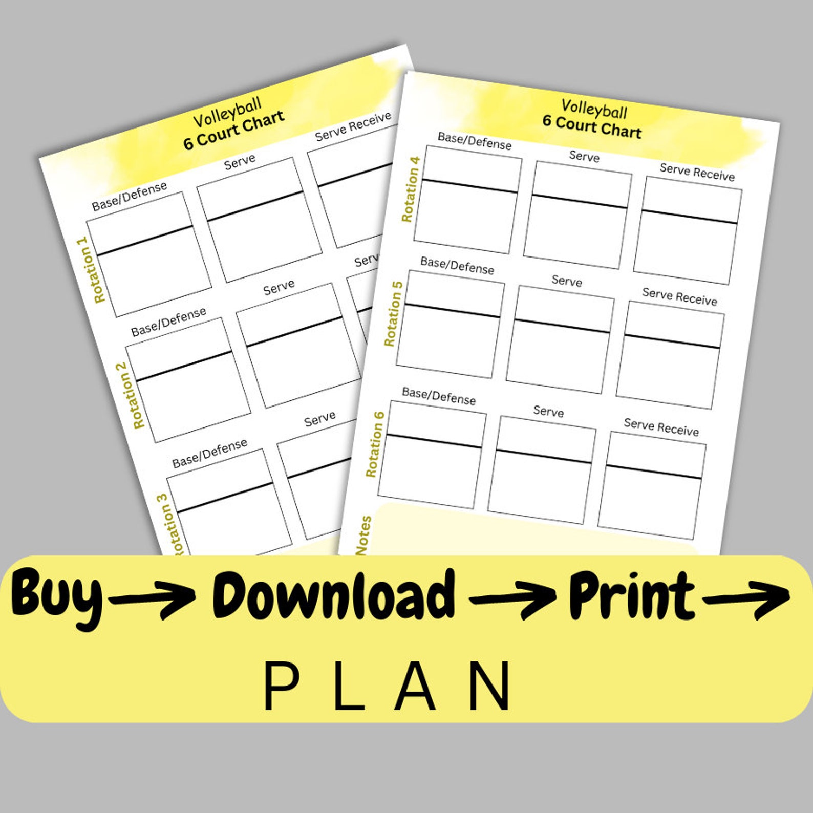 Volleyball Court Template, Volleyball Rotations Printable, Volleyball ...