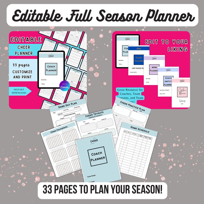 Cheer Coach Bundle, Cheer Coach Planners, Editable Cheer Forms ...