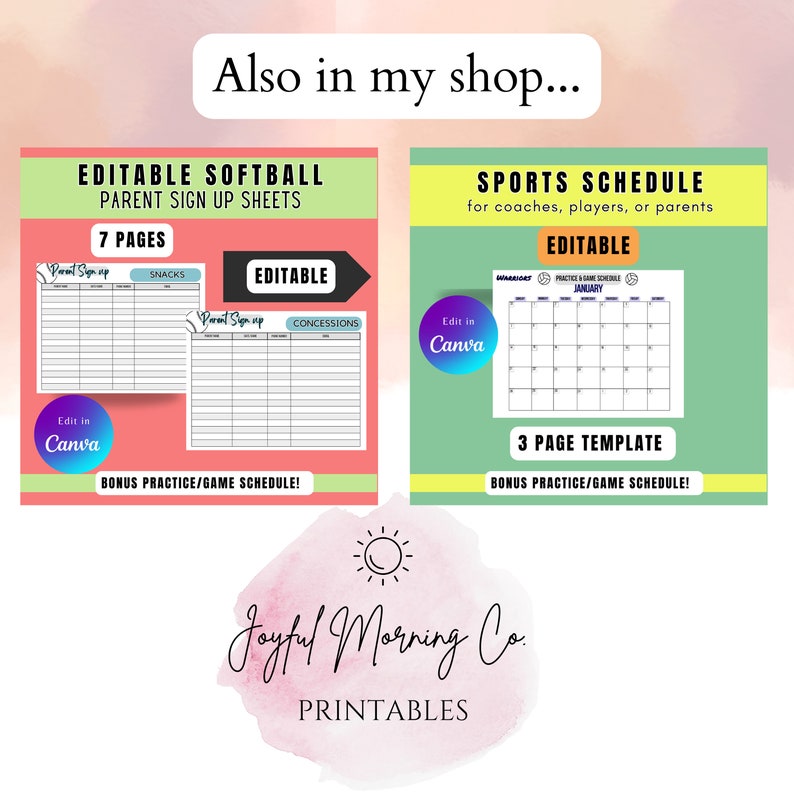 Softball Coach Planner, Softball Season Planner, Printable Planner ...