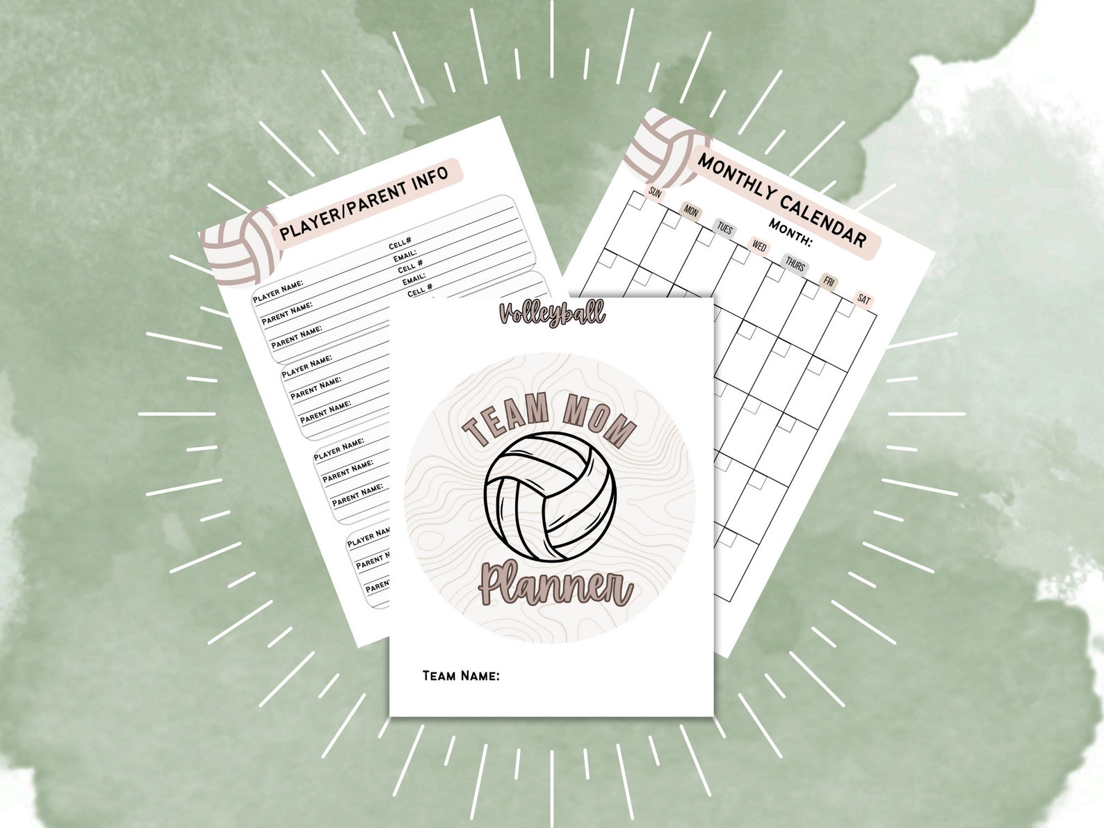 Volleyball Team Mom Planner, Volleyball Printable Planner, Team Mom ...