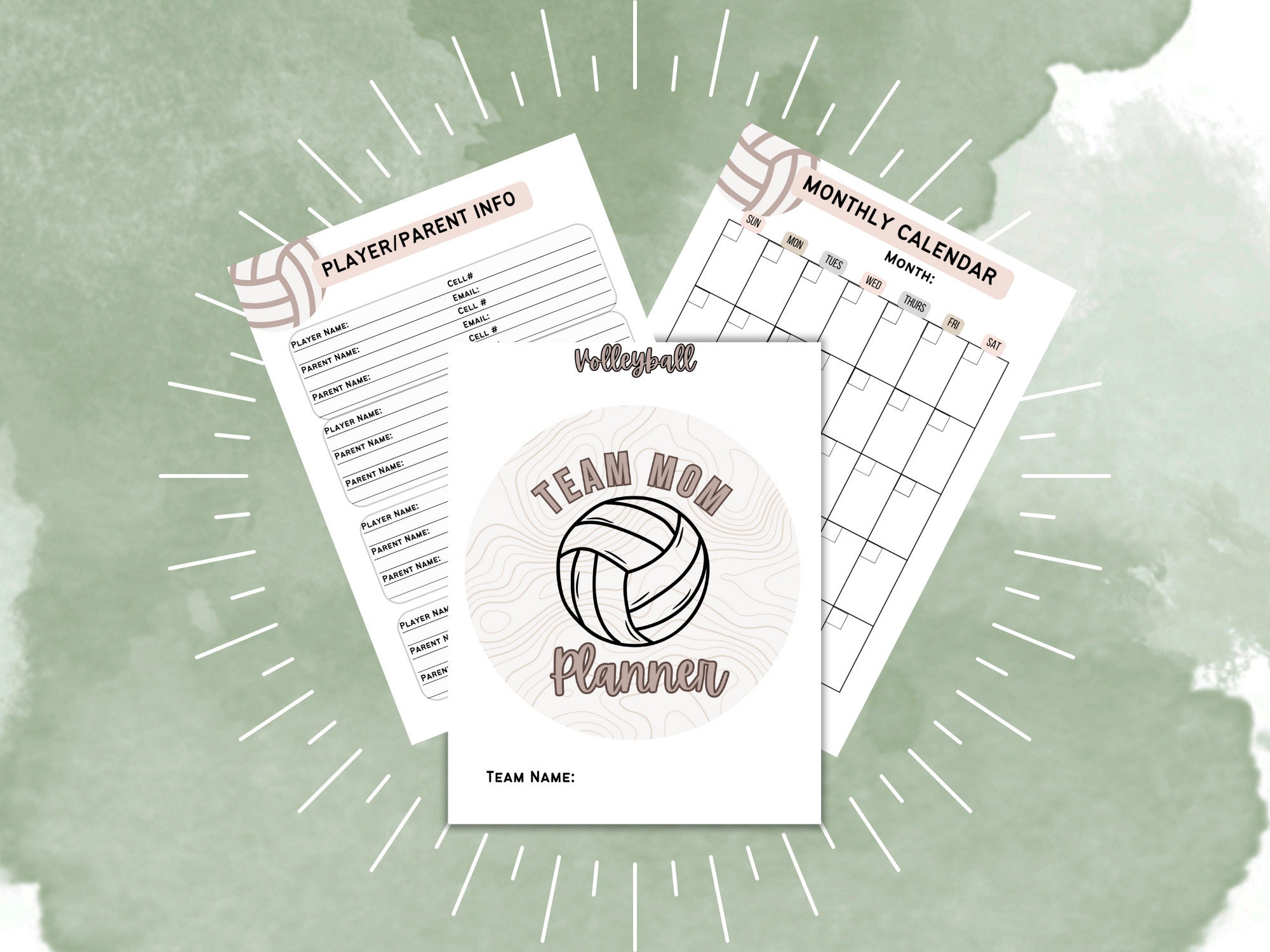Volleyball Team Mom Planner, Volleyball Printable Planner, Team Mom ...
