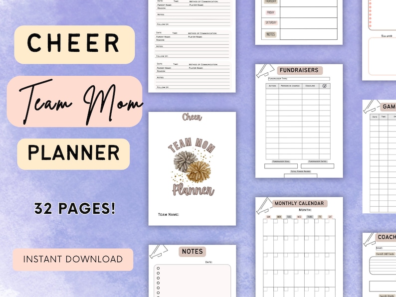 Cheer Mom Planner, Team Mom Planner, Cheer Planner, Printable Planner ...