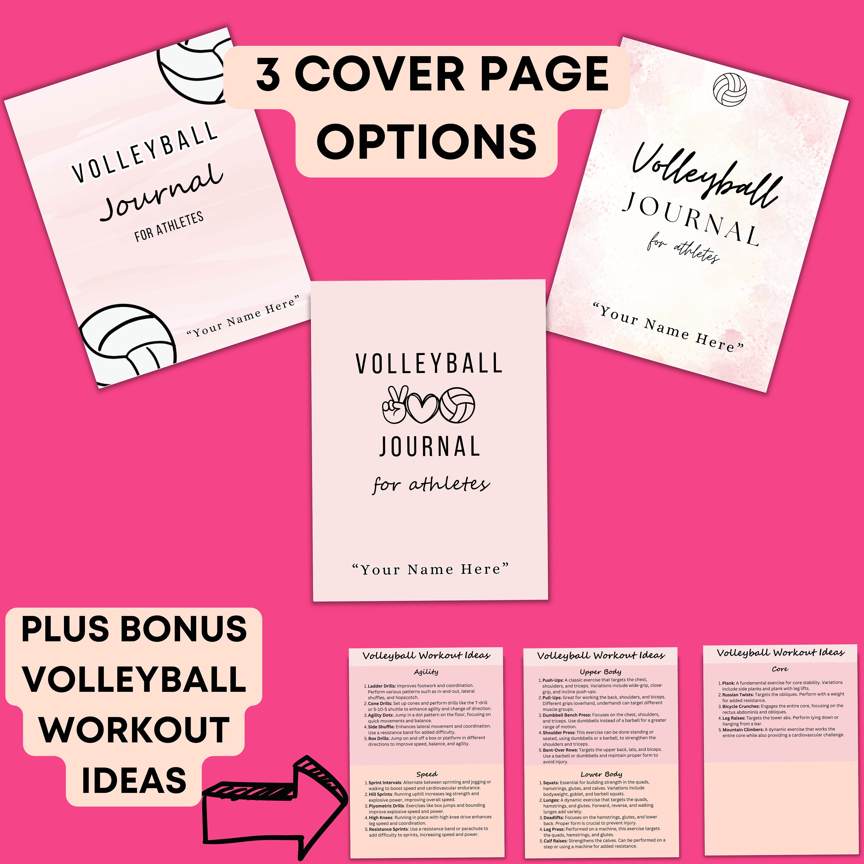 Editable Volleyball Journal for Athletes, Volleyball Athlete Journal ...