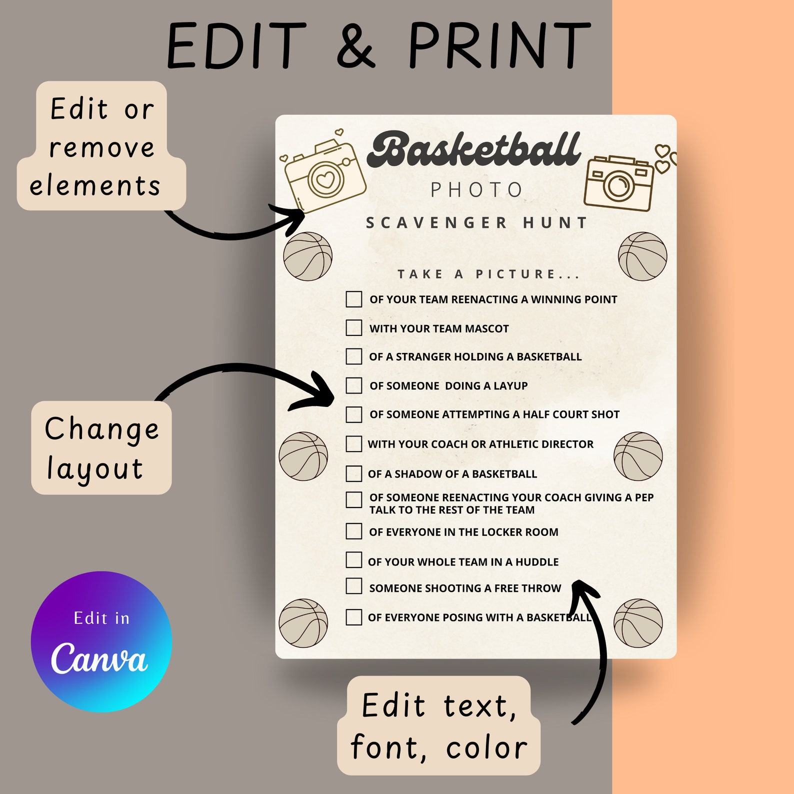 Basketball Scavenger Hunt, Basketball Photo Scavenger Hunt, Basketball ...